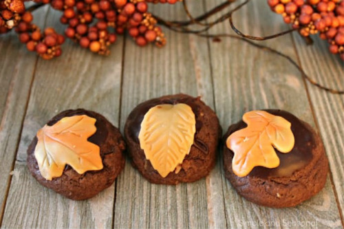 Chocolate Pecan Cookies with Caramel Leaves - Best Crafts and Recipes